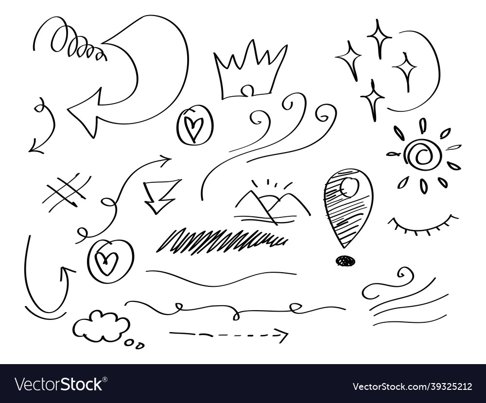 Hand drawn set of abstract doodle elements use Vector Image