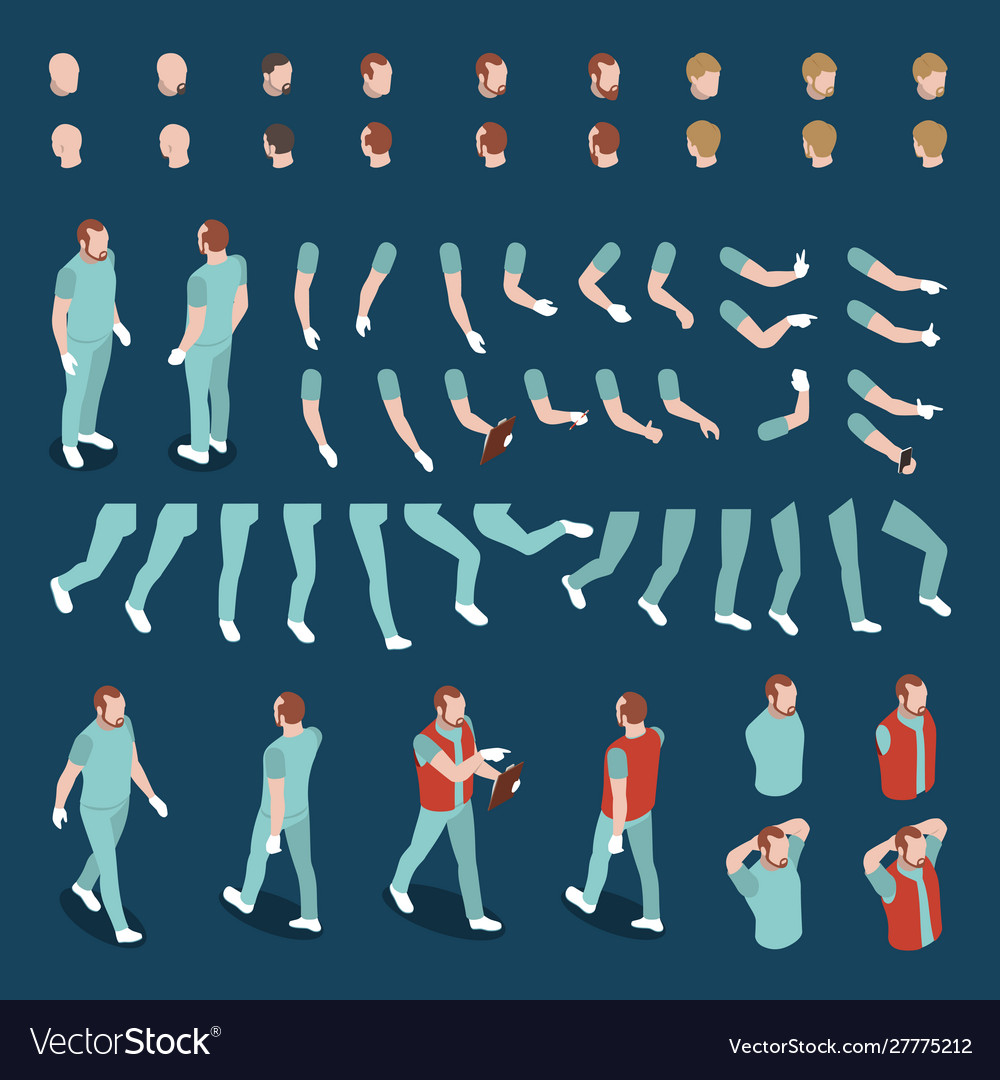 Isometric character constructor Royalty Free Vector Image