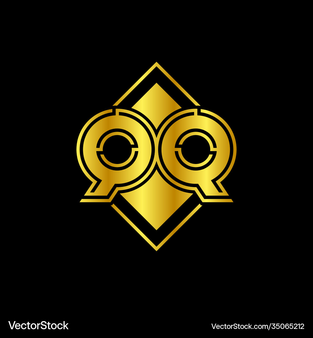 Letter qq golden mirror Royalty Free Vector Image