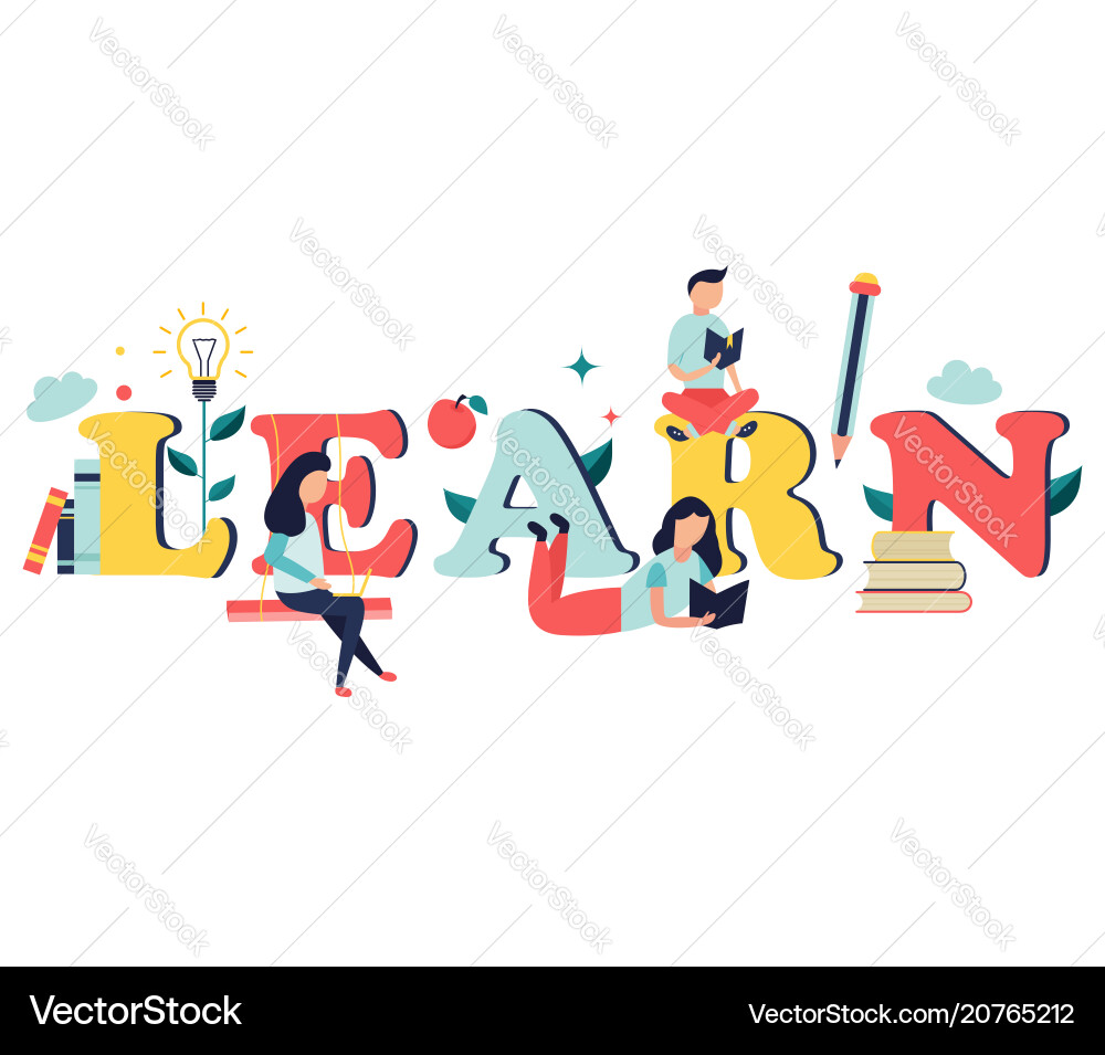 Studying concept with characters and elements Vector Image
