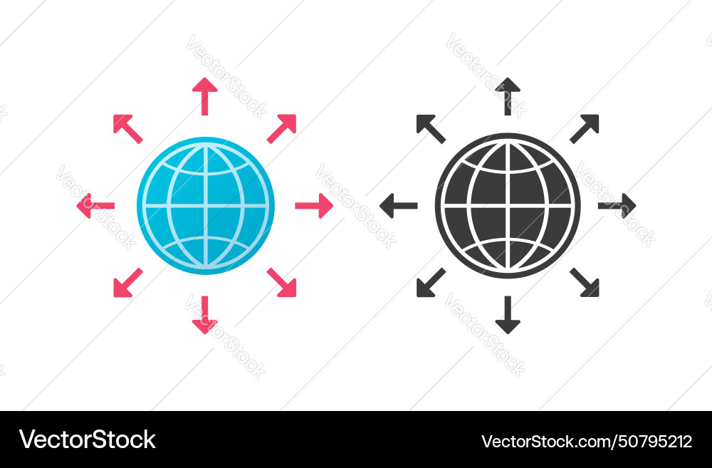 World global expansion icon earth globe Royalty Free Vector