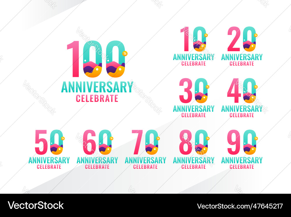 Anniversary number design colorful style Vector Image