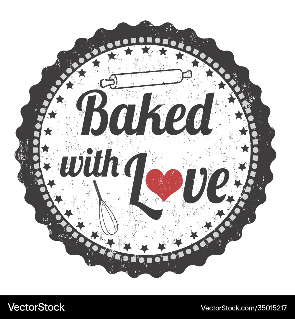 Baked with love grunge rubber stamp Royalty Free Vector