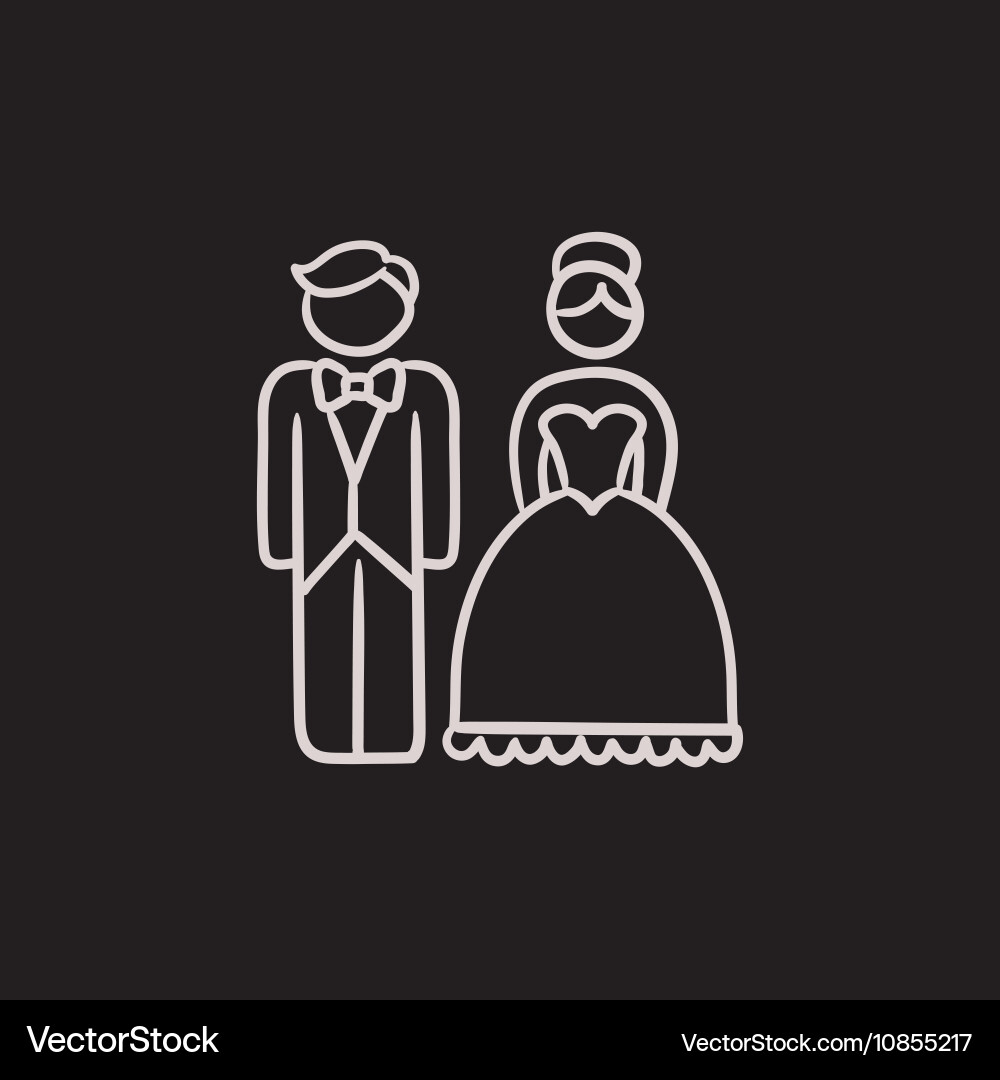 Bride and groom sketch icon Royalty Free Vector Image