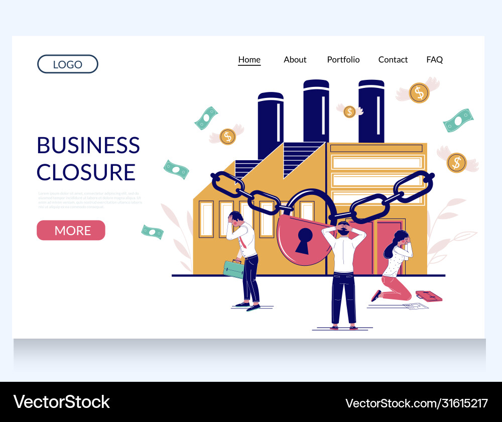 Business closure website landing page Royalty Free Vector