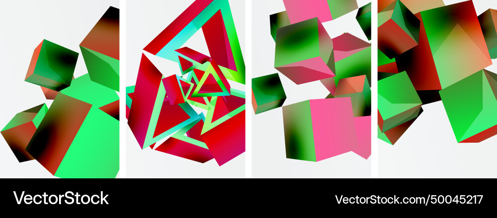 Composition of 3d cubes and other geometric Vector Image