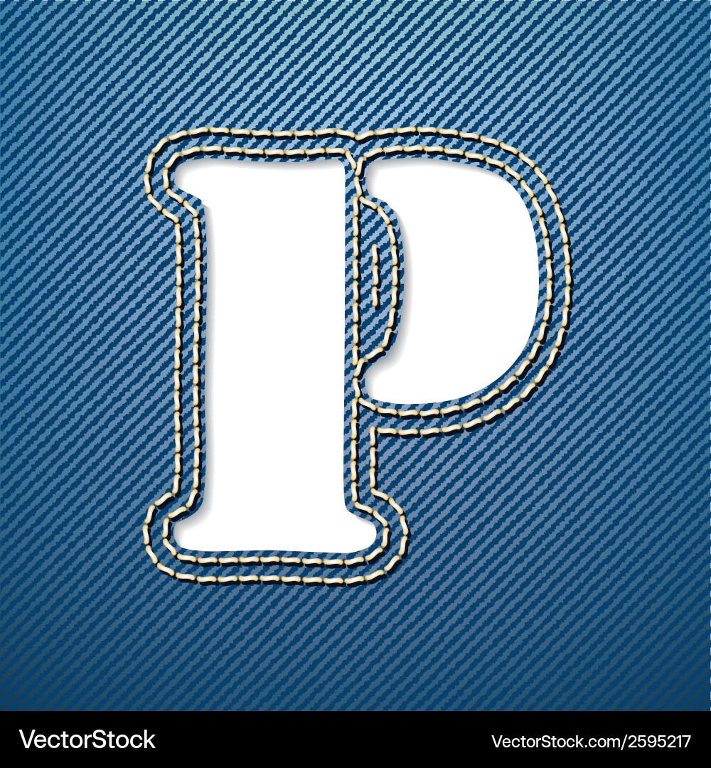 Denim jeans letter p Royalty Free Vector Image