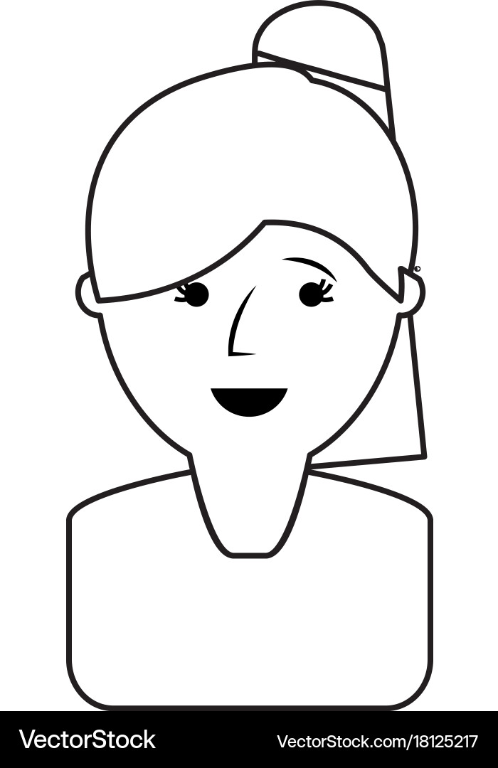 Flat line uncolored woman doodle over white Vector Image