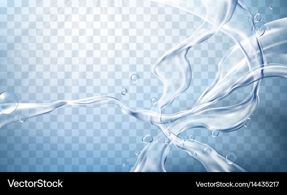 Flows and drops of crystal clear water Royalty Free Vector