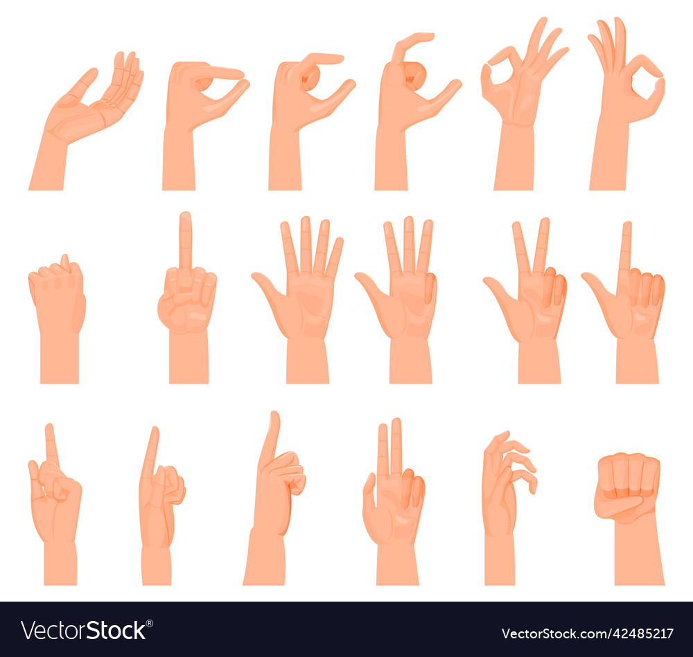 Hand gestures counting to five on fingers fico Vector Image