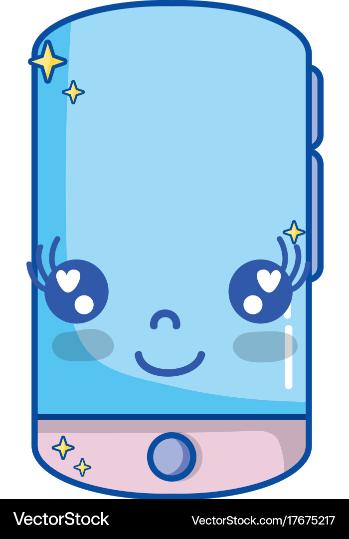 Kawaii cute happy smartphone technology Royalty Free Vector