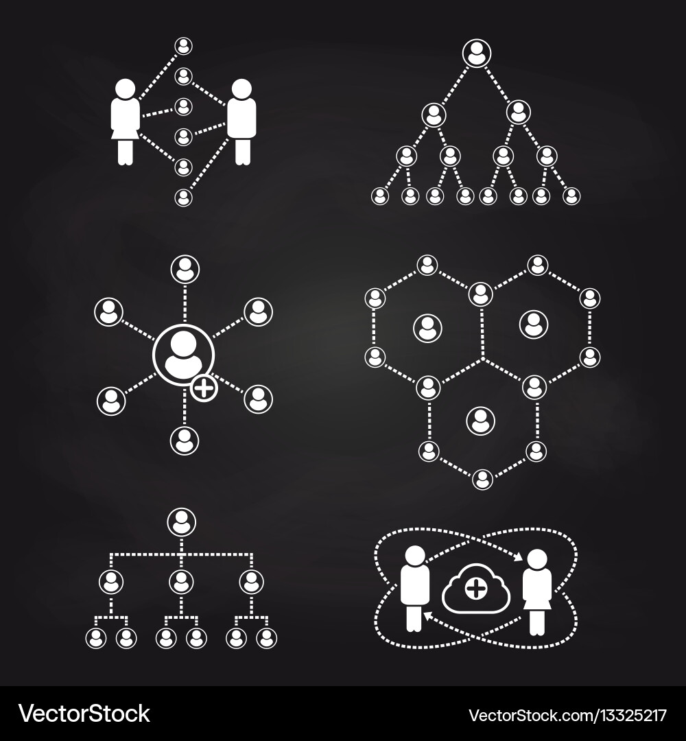 People connection icons on blackboard background Vector Image