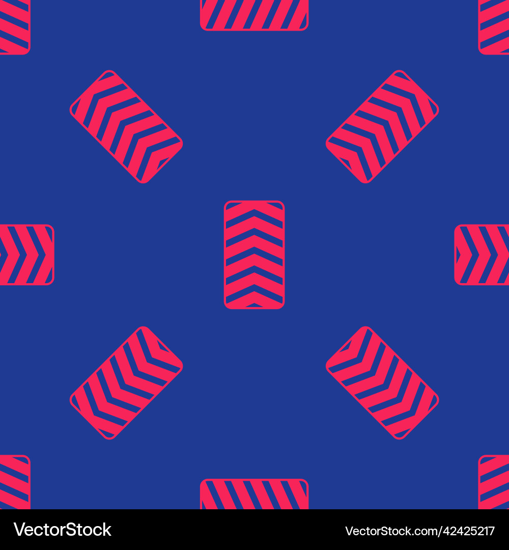 Red car tire wheel icon isolated seamless pattern Vector Image