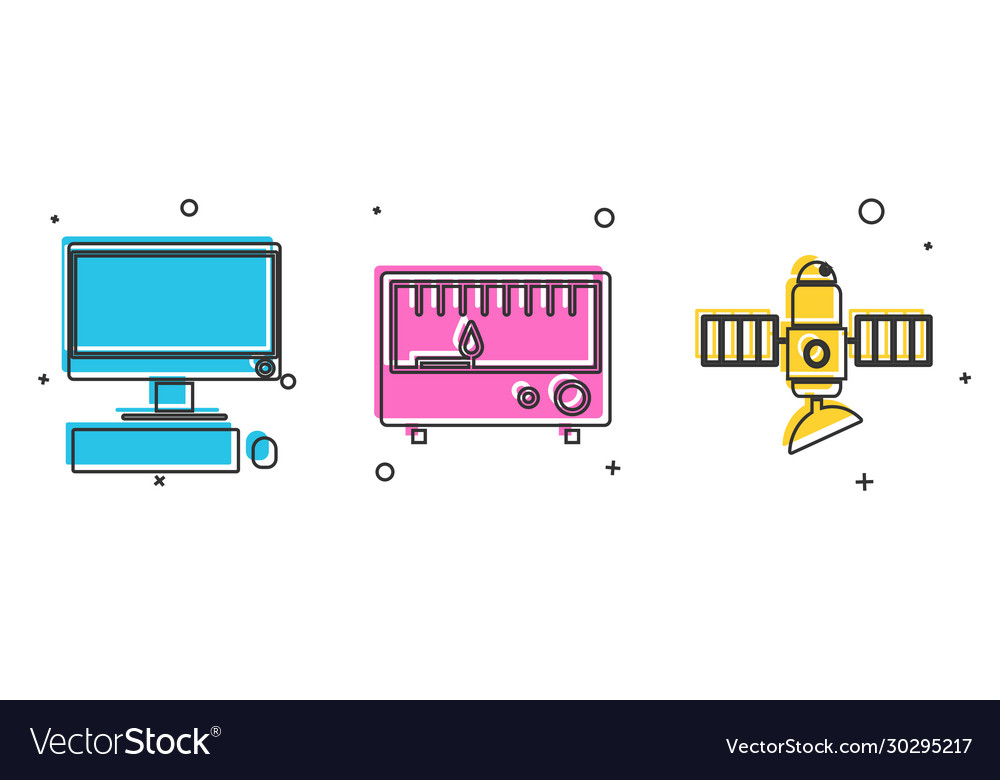 Set computer monitor with keyboard and mouse Vector Image