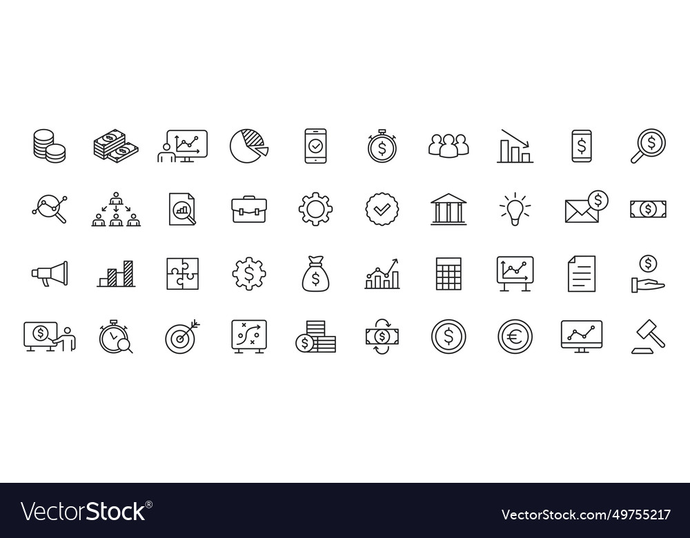 Set of 40 business and finance web icons in line Vector Image