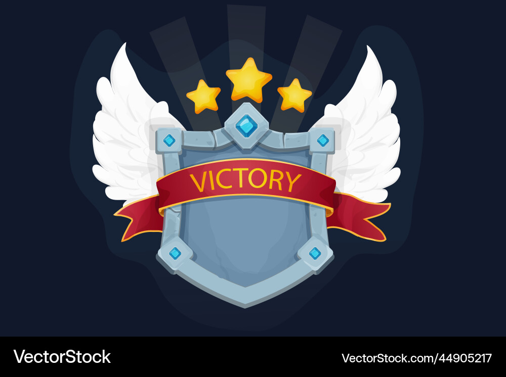 Stone shield frame with gemstones award ribbon Vector Image