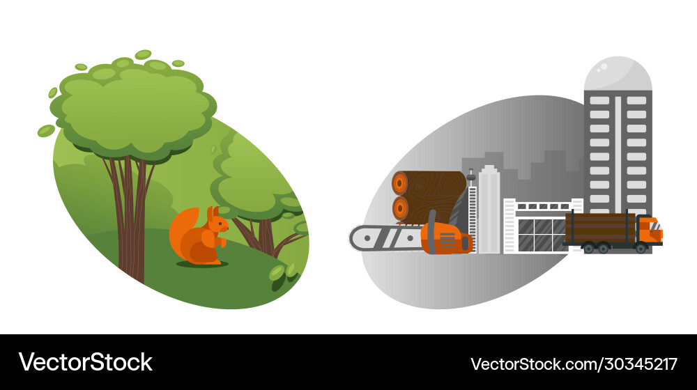 Technological process deforestation Royalty Free Vector