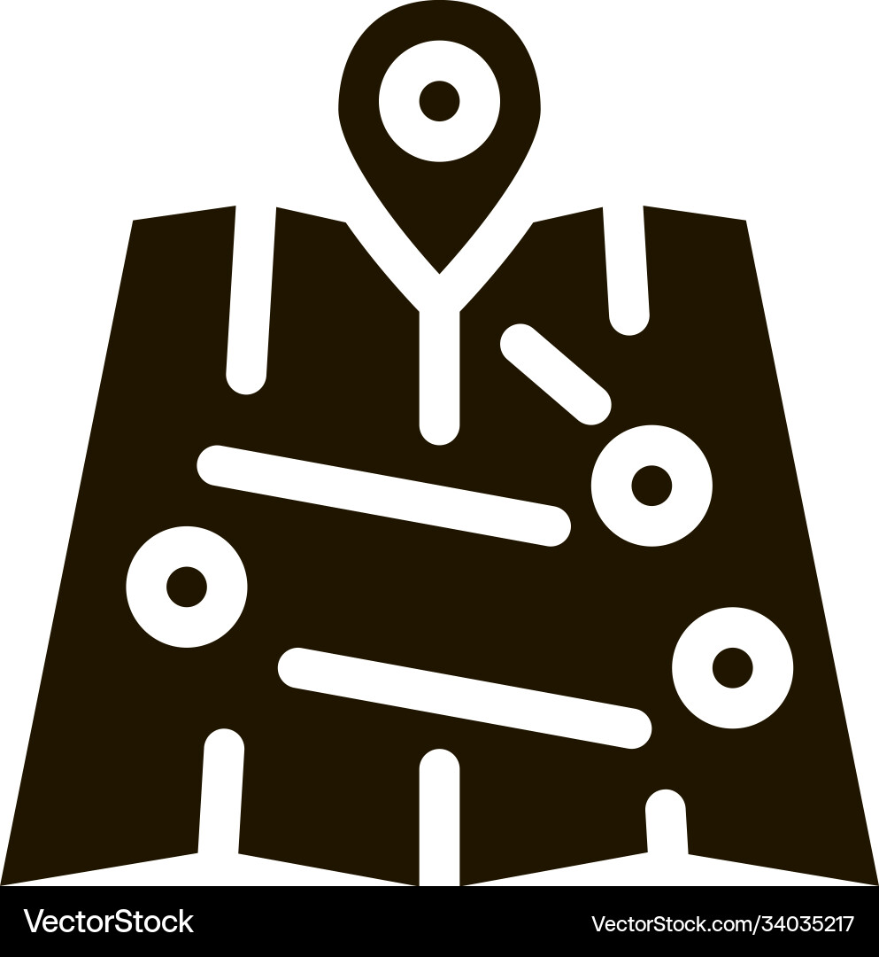 Tourist map with locations icon glyph Royalty Free Vector