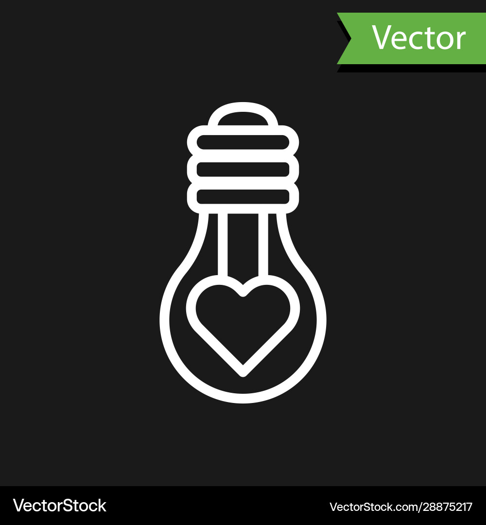 White line heart shape in a light bulb icon Vector Image