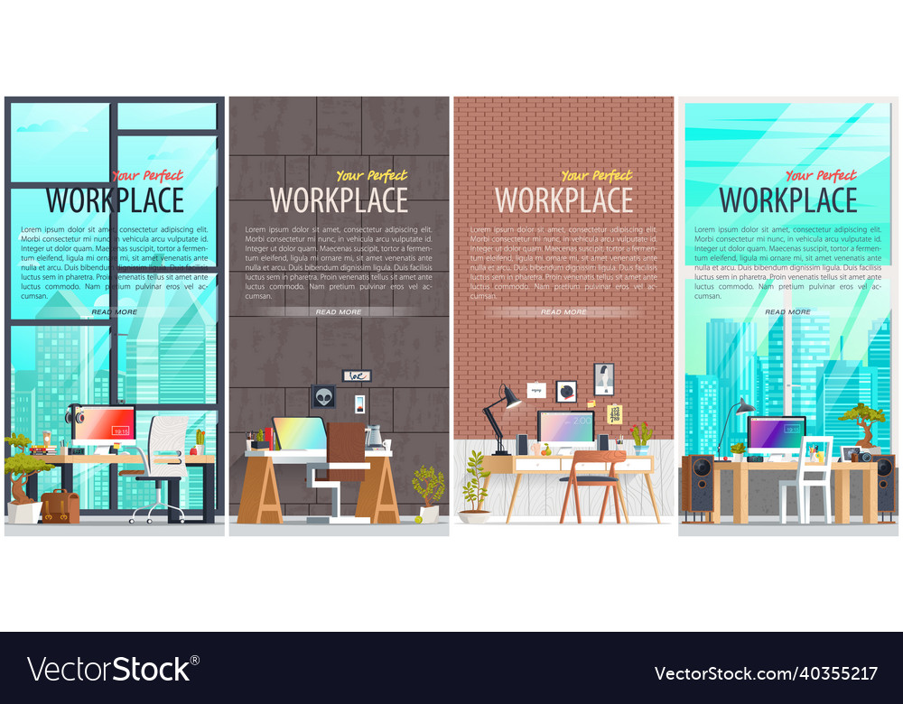 Workspace interior design Royalty Free Vector Image