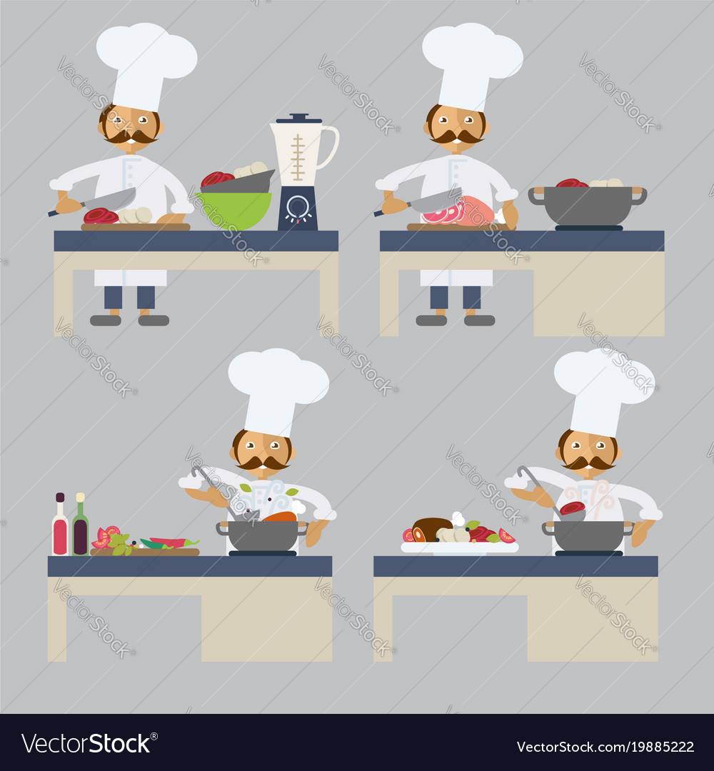 A chef cooking Royalty Free Vector Image - VectorStock