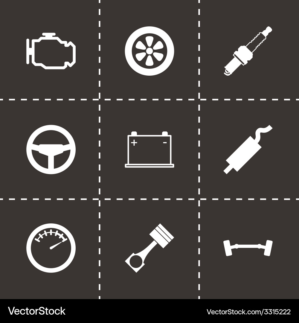 Black car parts icon set Royalty Free Vector Image
