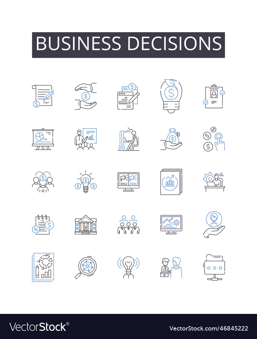Business decisions line icons collection Vector Image