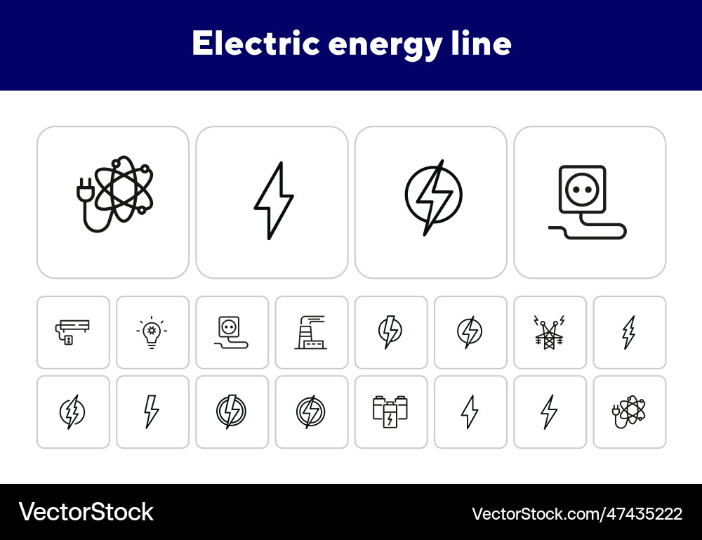 Electric energy line icons Royalty Free Vector Image