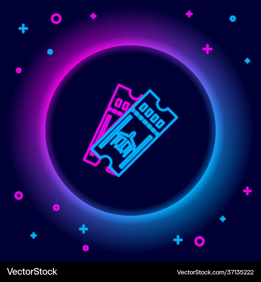Glowing neon line airline ticket icon isolated Vector Image