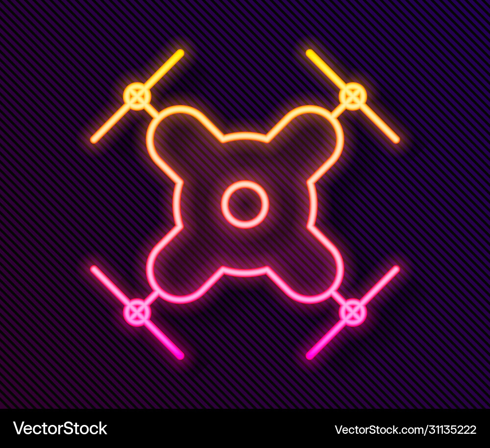 Glowing neon line drone flying icon isolated Vector Image