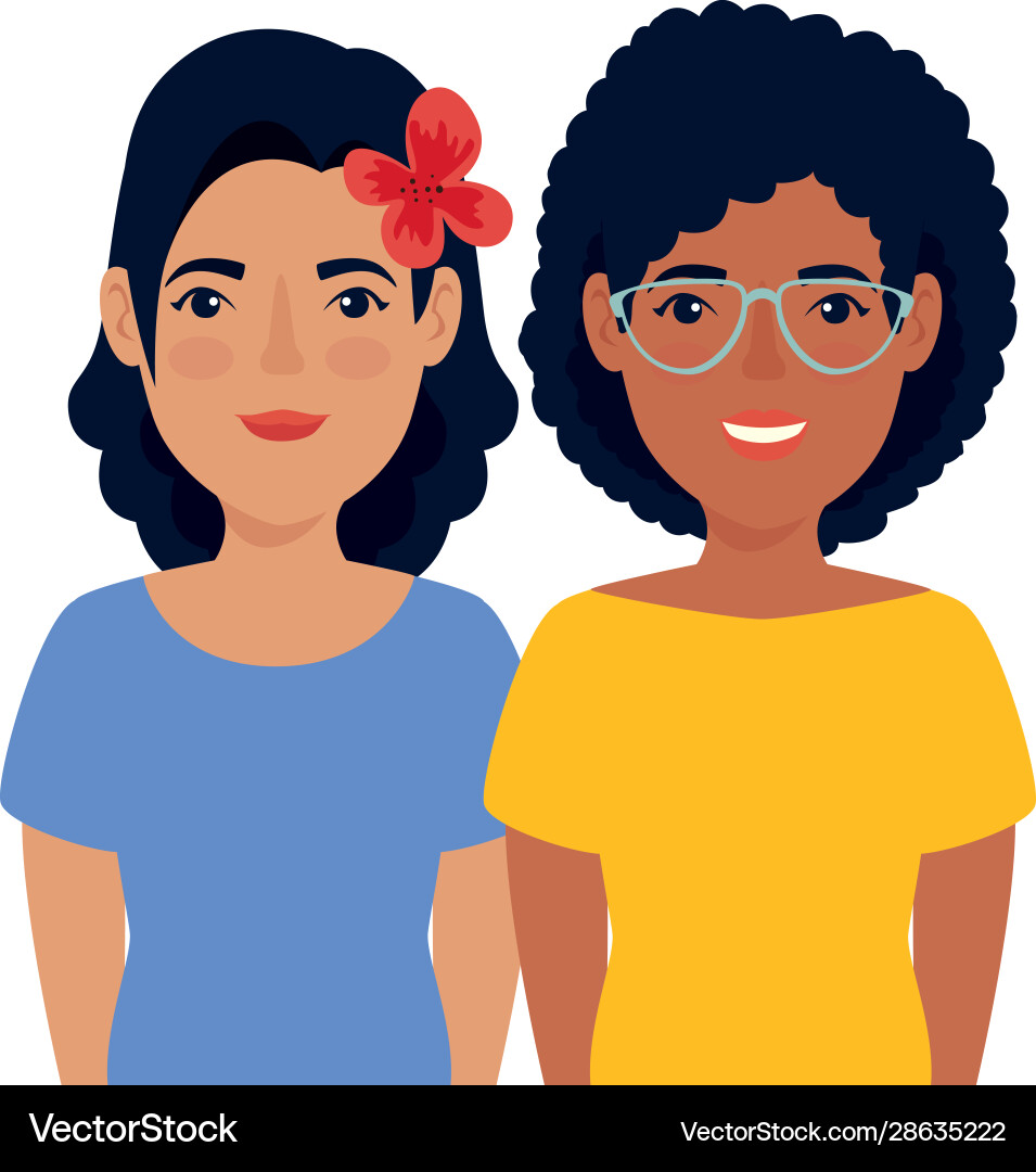 Group beautiful women avatar character Royalty Free Vector