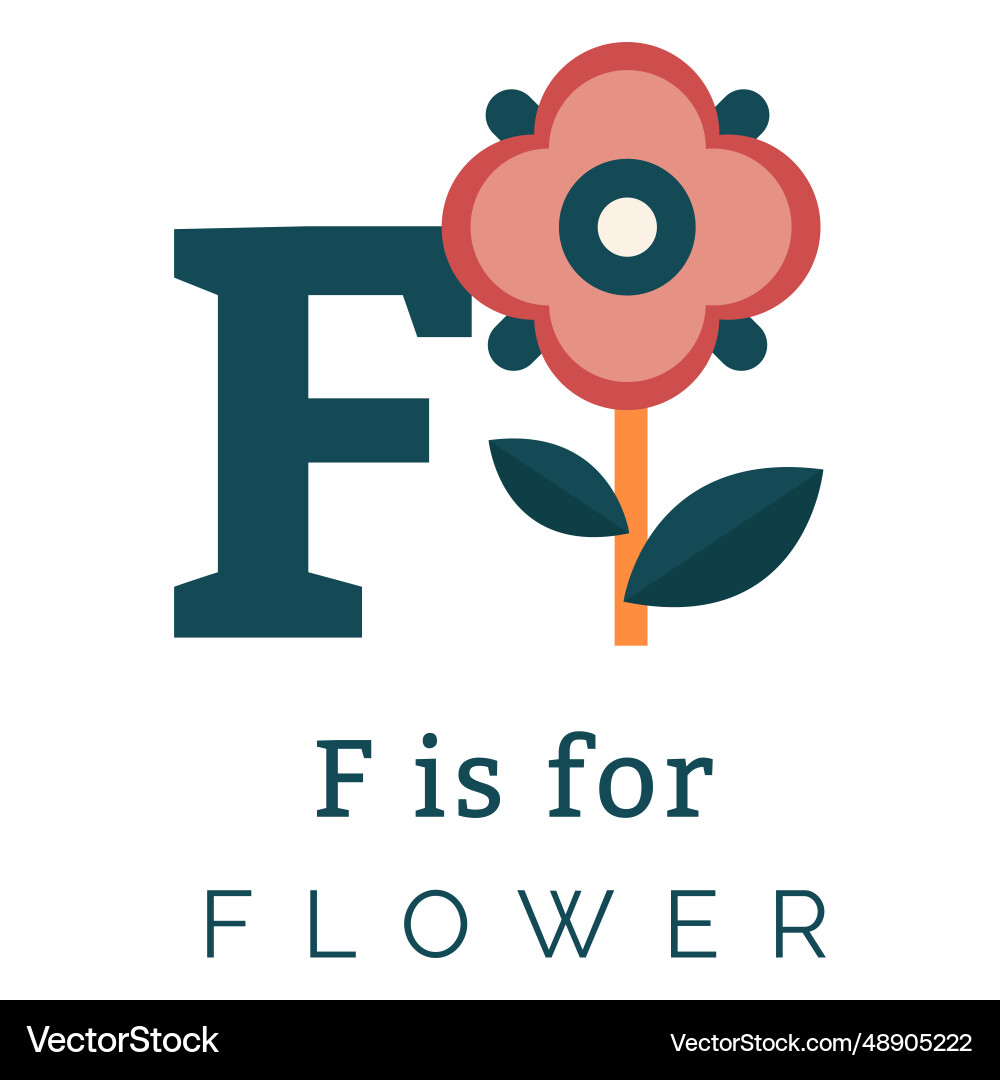Letter f flower alphabet Royalty Free Vector Image