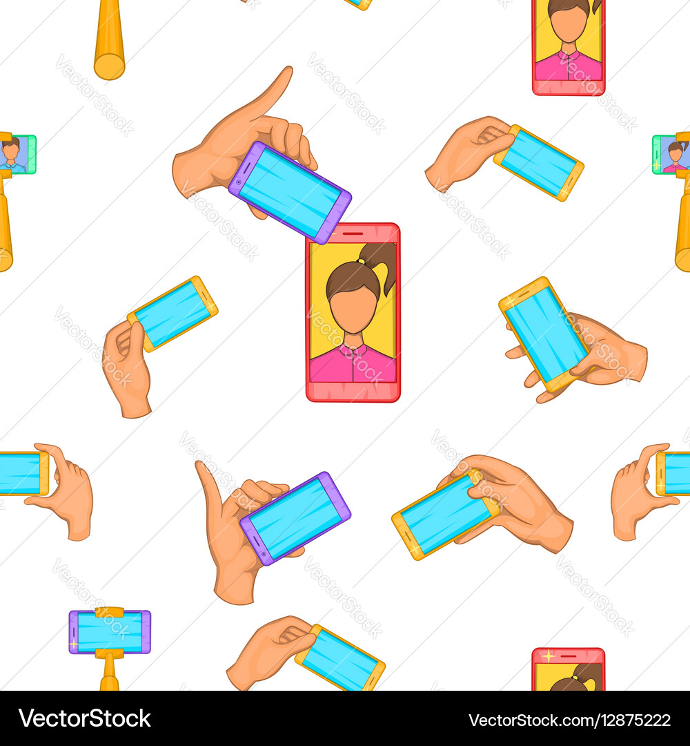 Photo on mobile phone pattern cartoon style Vector Image