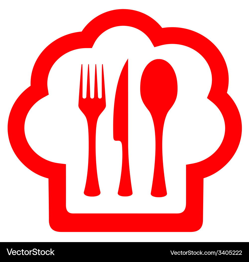 Red chef hat with utensil for cuisine Royalty Free Vector