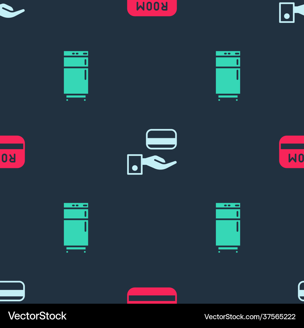 Set hotel key card digital door lock Royalty Free Vector