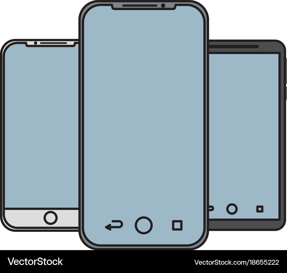 Set of mobile phone gadget with blank screen Vector Image