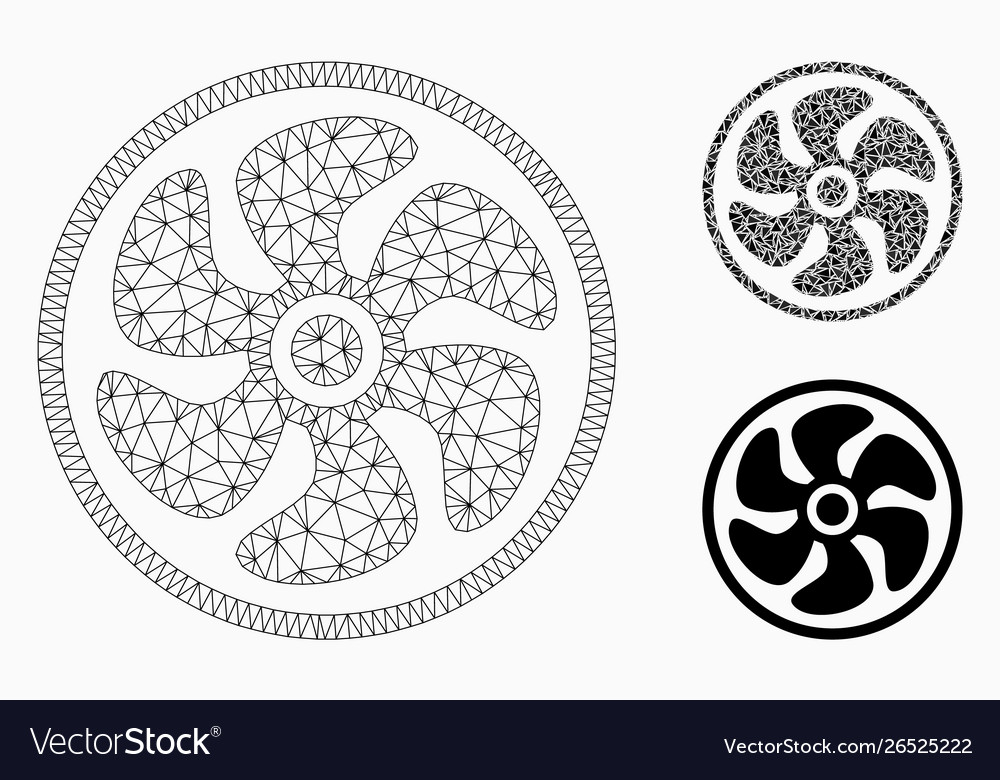 Turbine Mesh 2d Model And Triangle Mosaic Vector Image