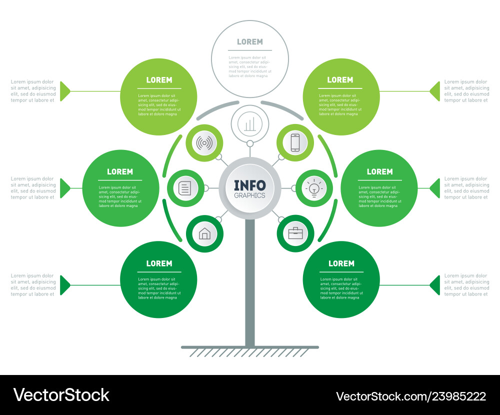 Vertical green timeline infographics tree of Vector Image