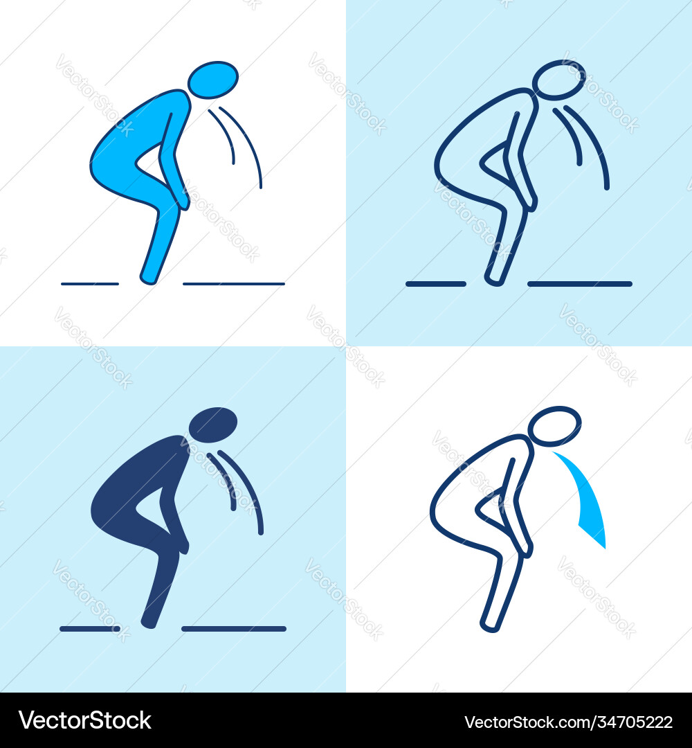 Vomiting person icon set in line style Royalty Free Vector