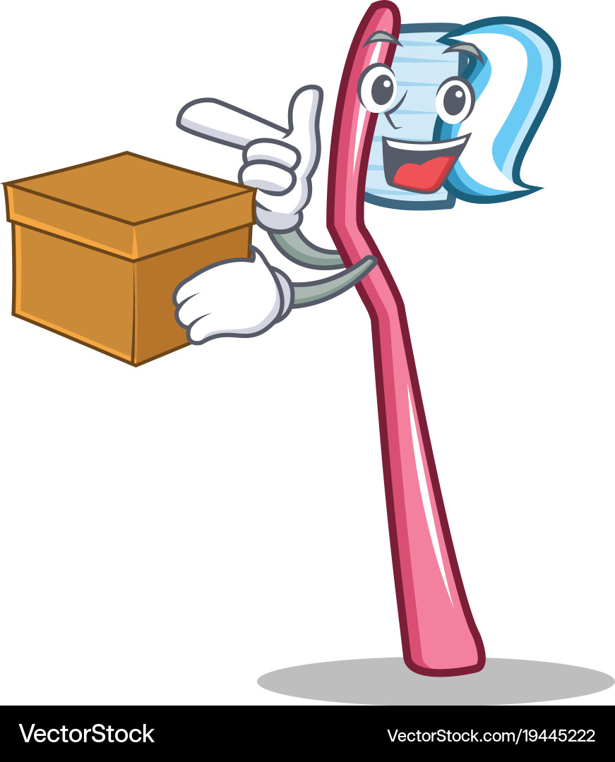 With box toothbrush character cartoon style Vector Image