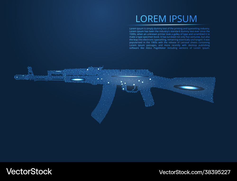 Abstract image a kalashnikov or ak47 low poly Vector Image