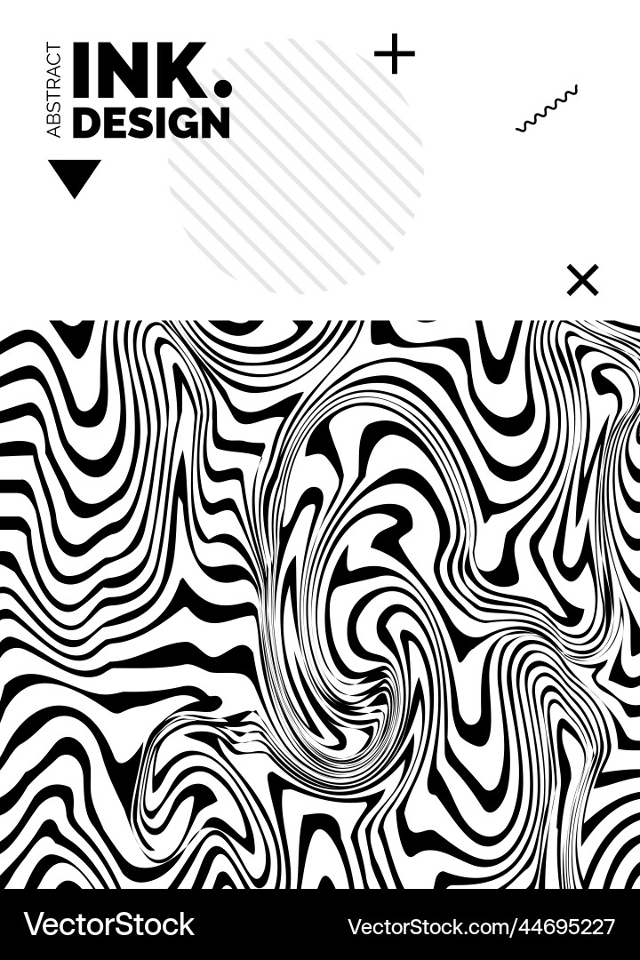 Black lines poster template trendy abstract wavy Vector Image