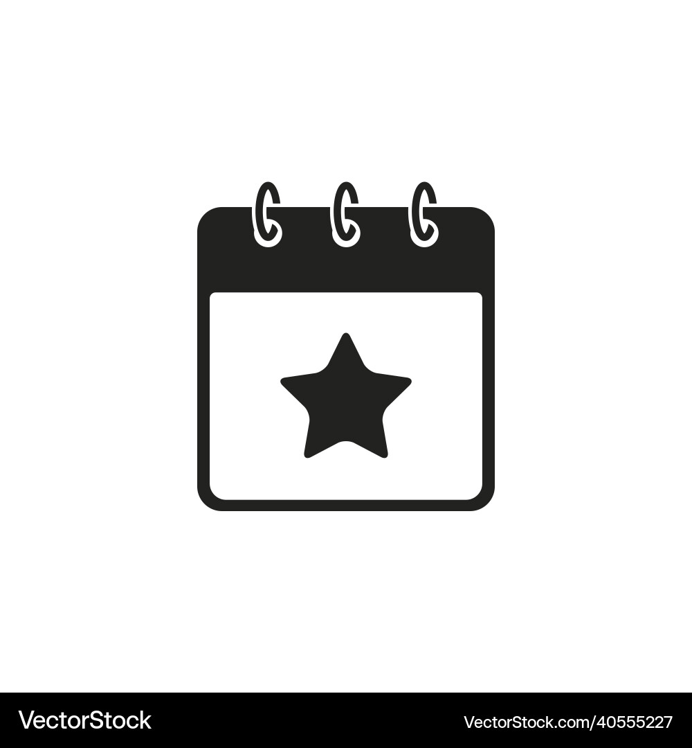 Calendar sheet with star icon reminder about Vector Image