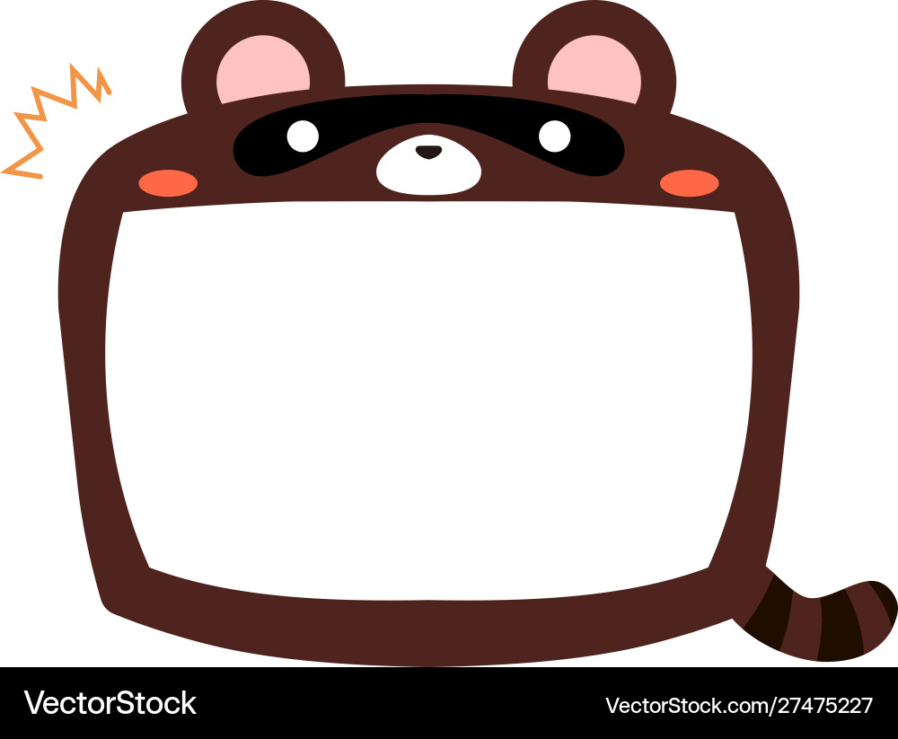 Cute black raccoon whiteboard Royalty Free Vector Image