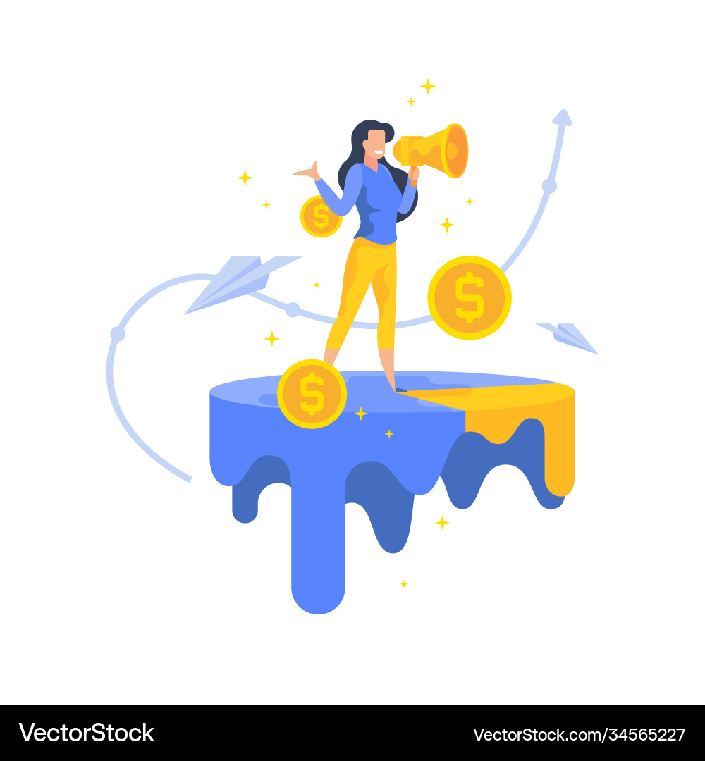 Female manager promoting financial service Vector Image