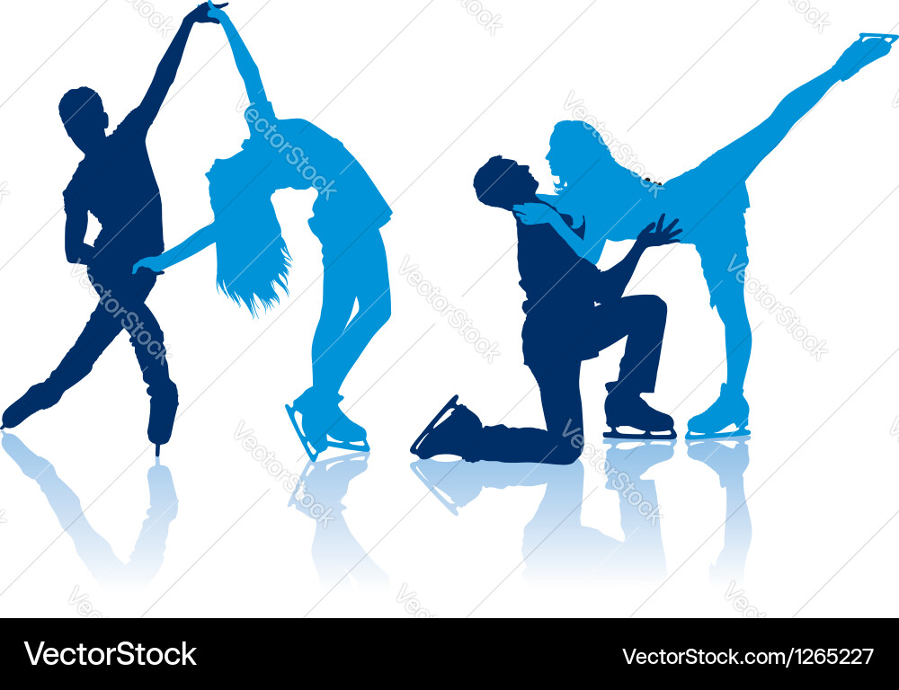 Figure skaters silhouettes Royalty Free Vector Image