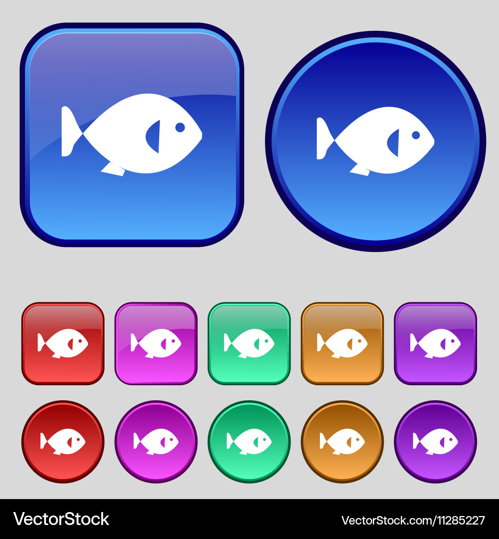 Fish icon sign a set twelve vintage buttons Vector Image