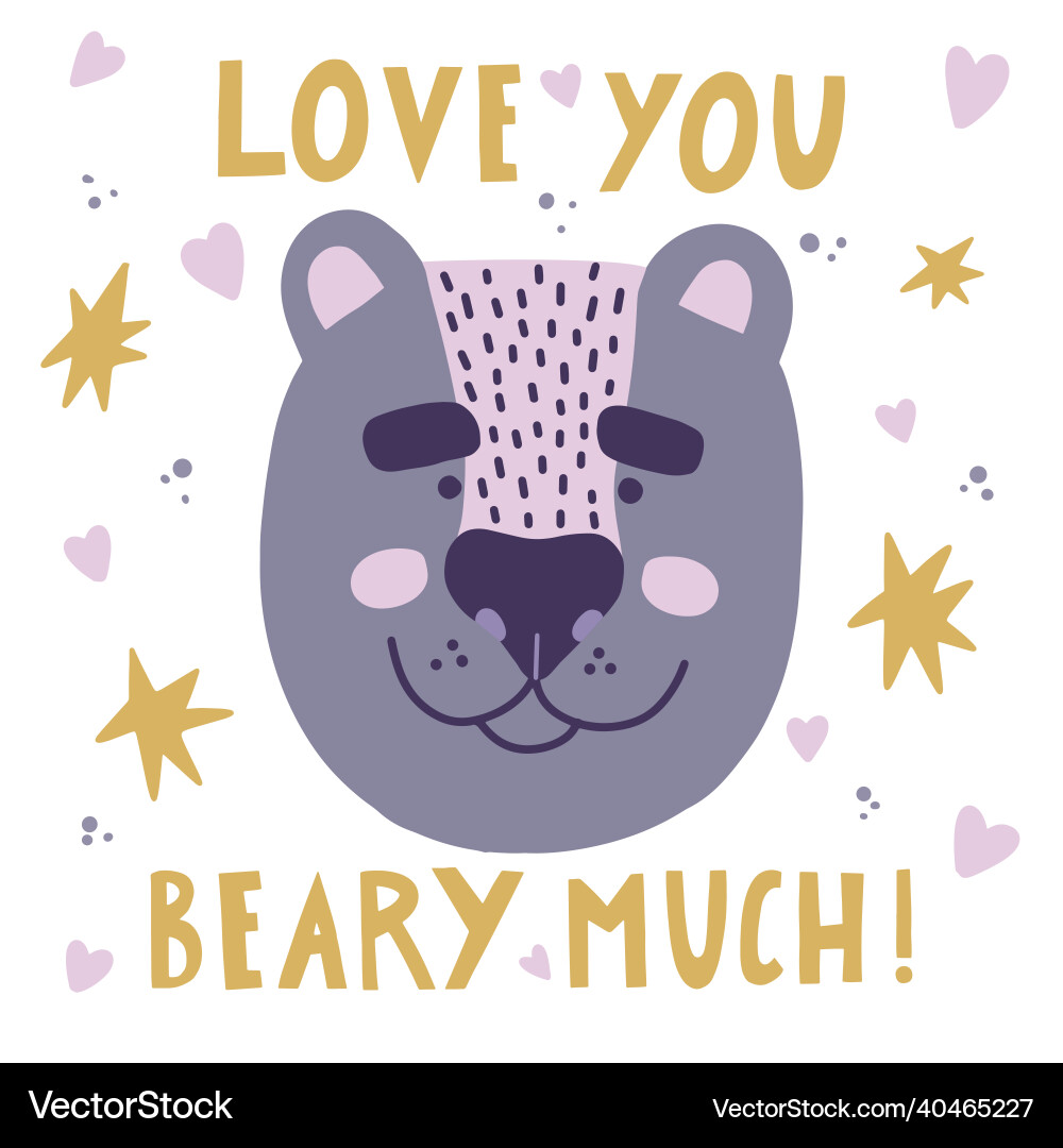 Funny baby bear hand drawn childish Royalty Free Vector