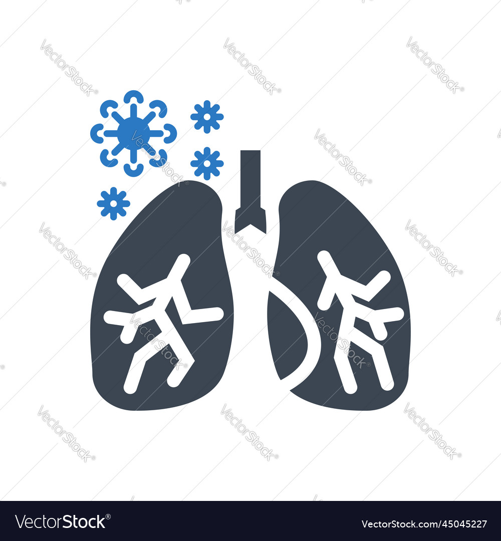 Lungs infection related glyph icon Royalty Free Vector Image