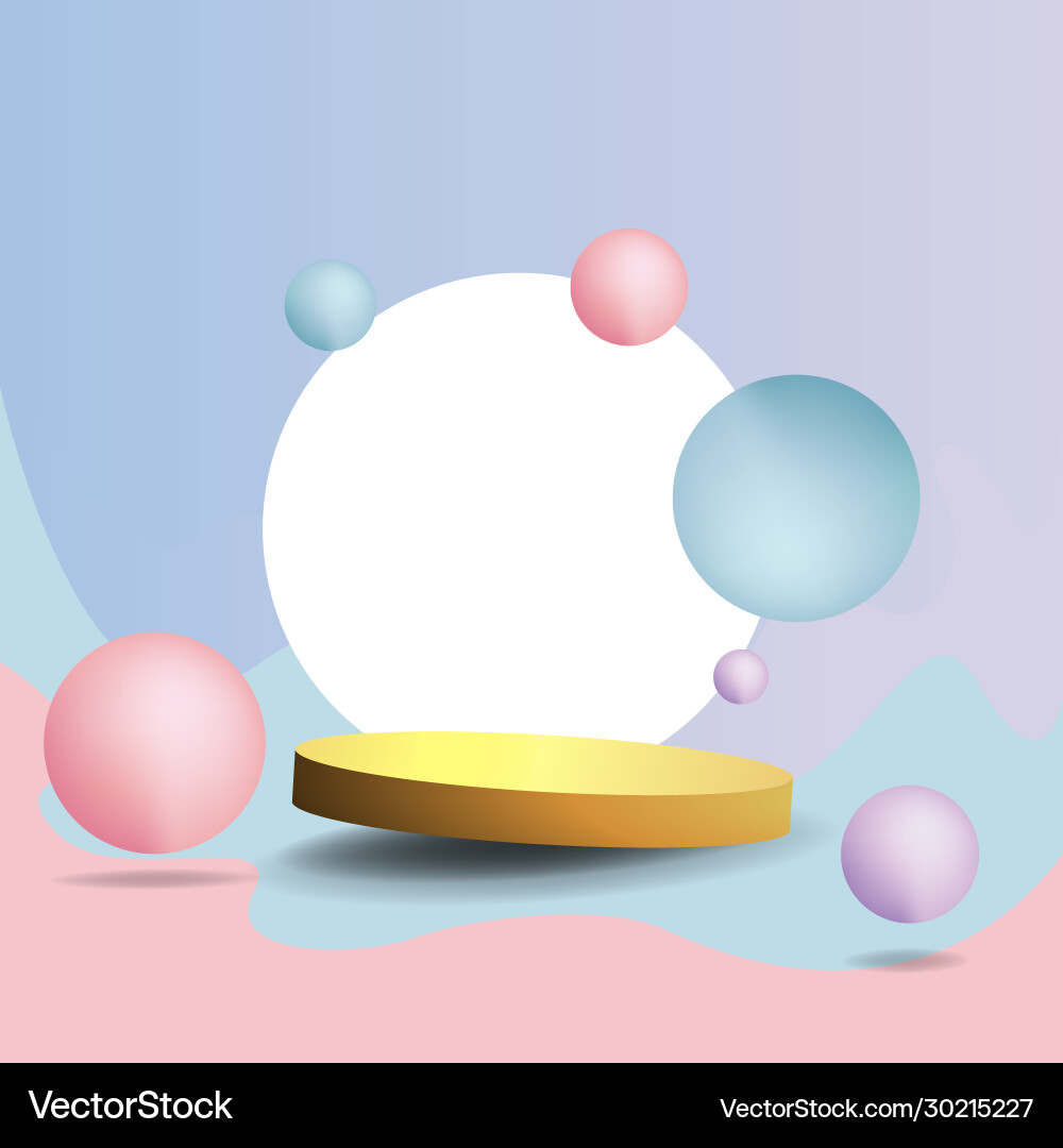 Metallic golden stage with floating geometrical Vector Image